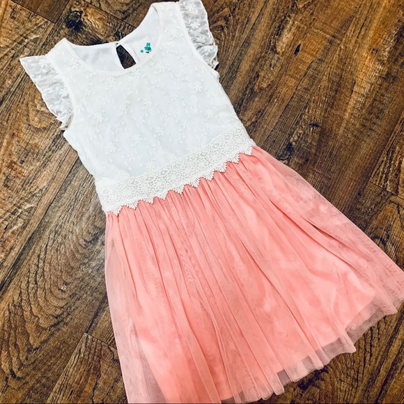 Lily Bleu | Dresses | Lily Bleu Ruffles Lace Peach Cream Tea Dress ...